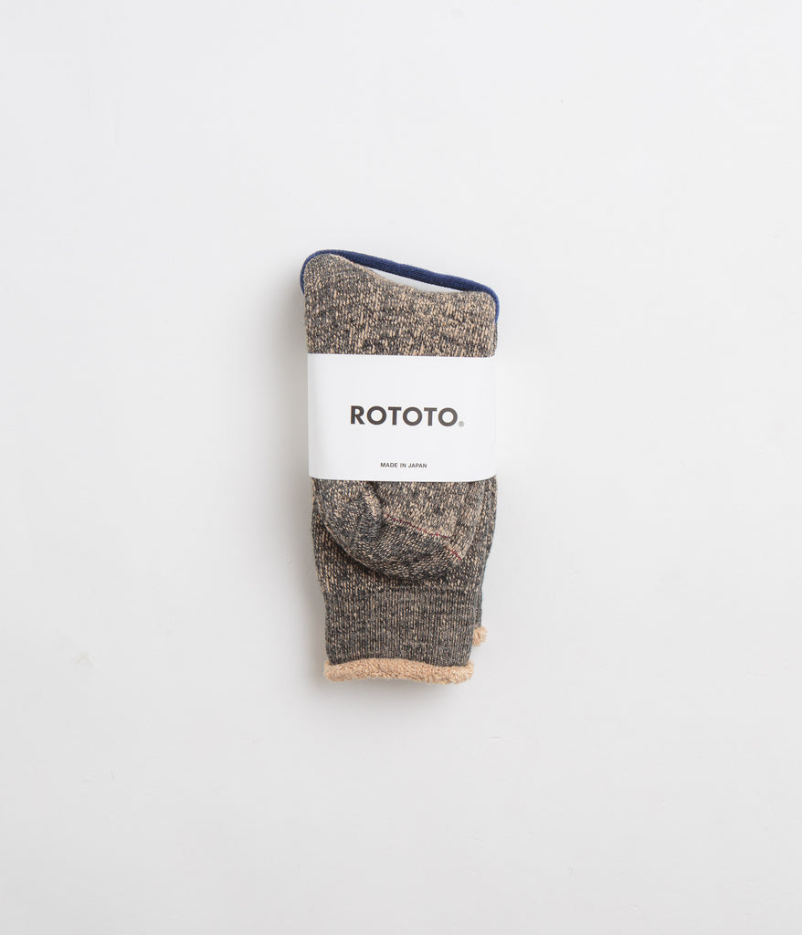 RoToTo Double Face Crew Socks - Black / Brown | Always in Colour