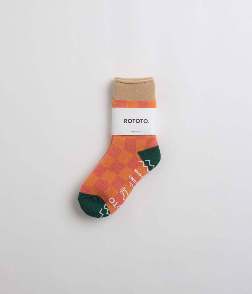 RoToTo Pile Room Socks - Beige / Dark Green | Always in Colour
